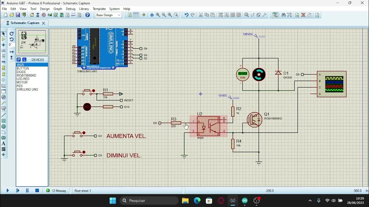 Controle PWM IGBT com arduíno simulado no Proteus - YouTube
