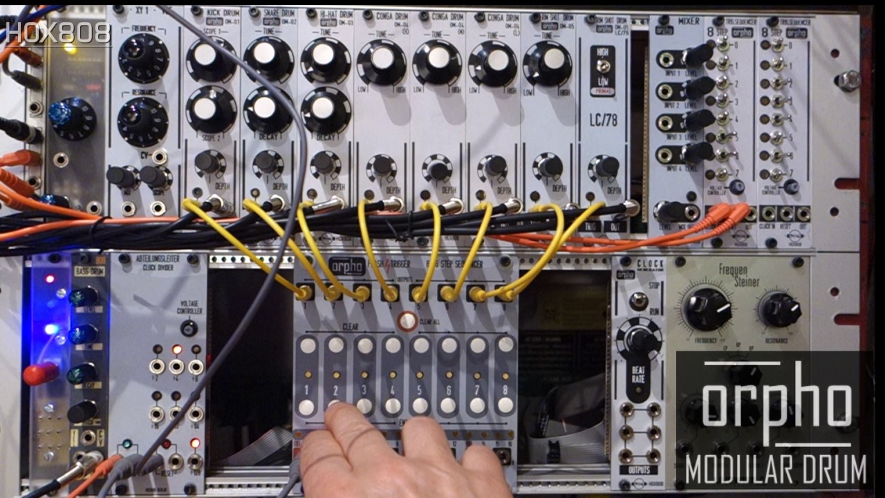 ORPHO MODULAR DRUM MACHINE I FLASH TRIGGER I 8 x16 Analog Step Sequencer for EURORACK MODULAR ...