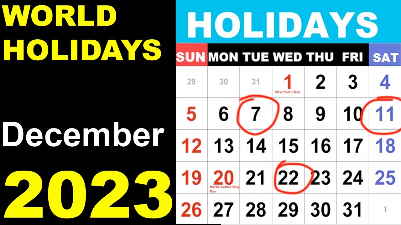 December 2023 Observances and Holidays Around the World by Country ...