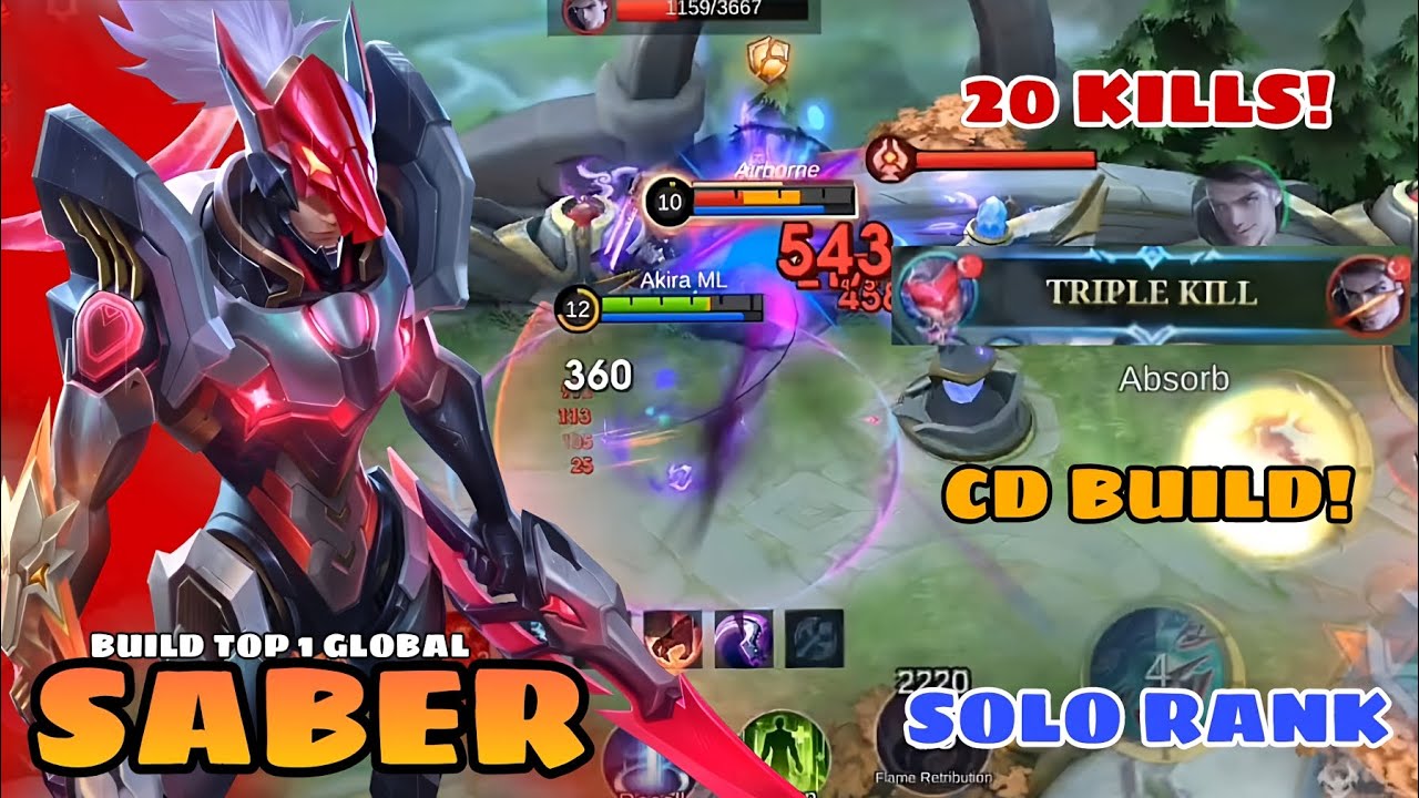 SABER BEST CD BUILD 2024 | SOLO RANK SABER GAMEPLAY | MOBILE LEGENDS ...