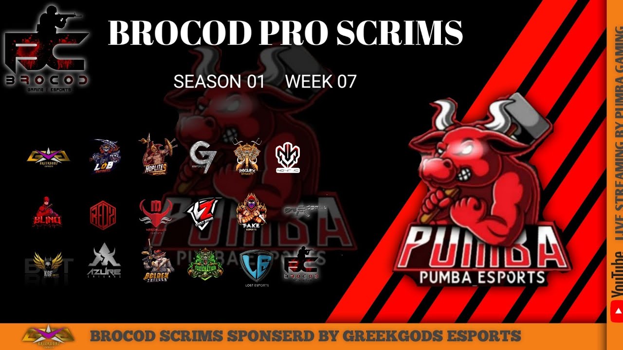 BROCOD PRO SCRIMS | POWER BY GREEKGODS 🏆 PUMBa GAMING - YouTube