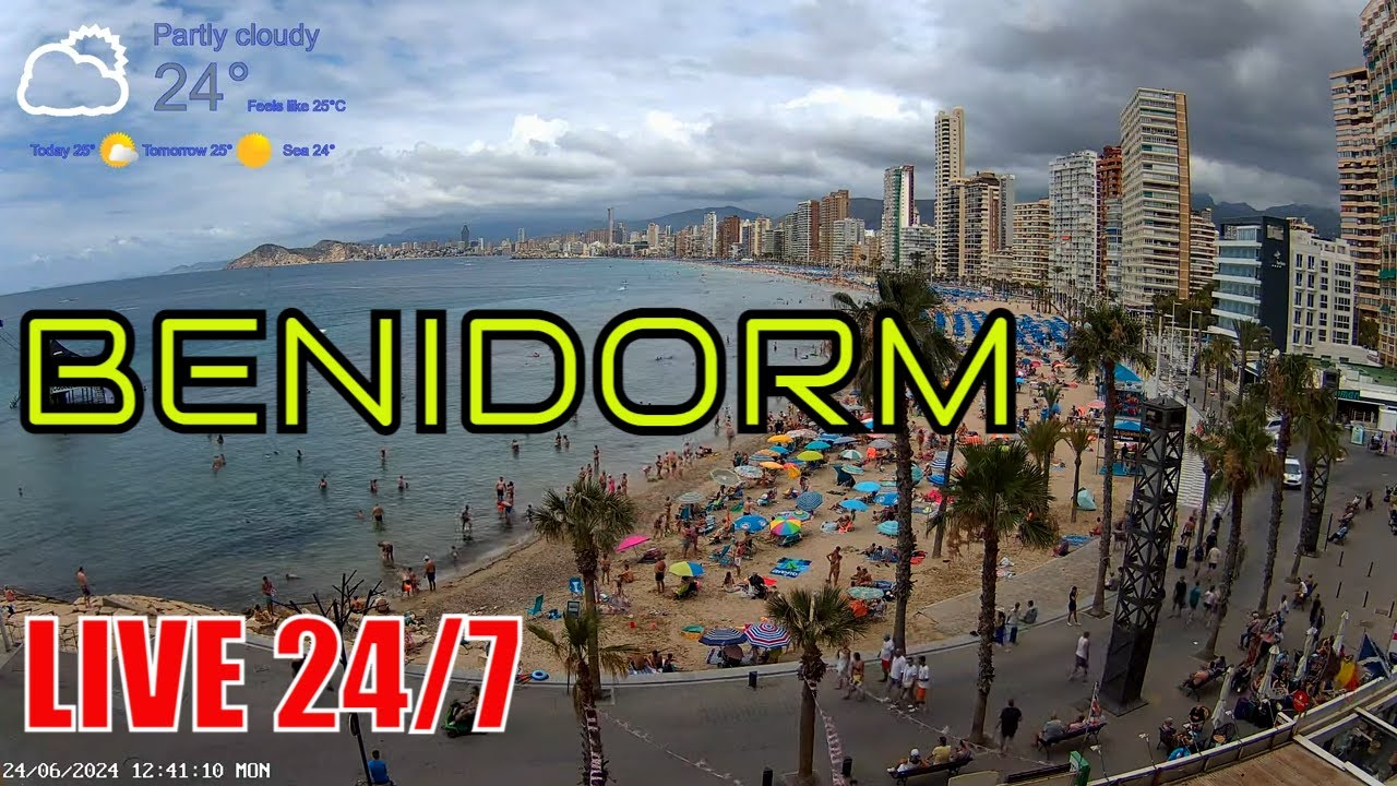 Benidorm Live Beach Cam 🇪🇸 Streamed 24th June 2024 (1) - YouTube