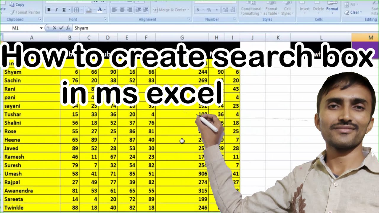 How to make searchbox in ms excel ms excel me search box banana - YouTube