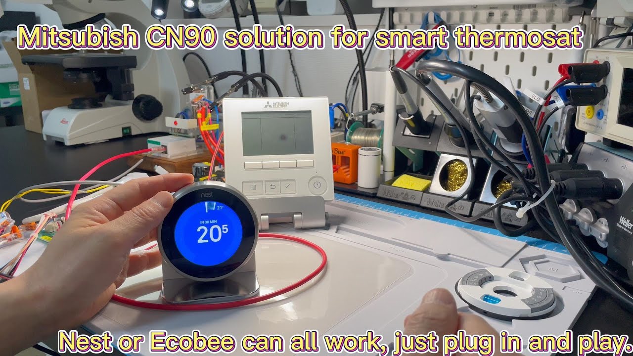 Mitsubishi Electric CN90 solution for Nest and Ecobee smart thermostat - YouTube