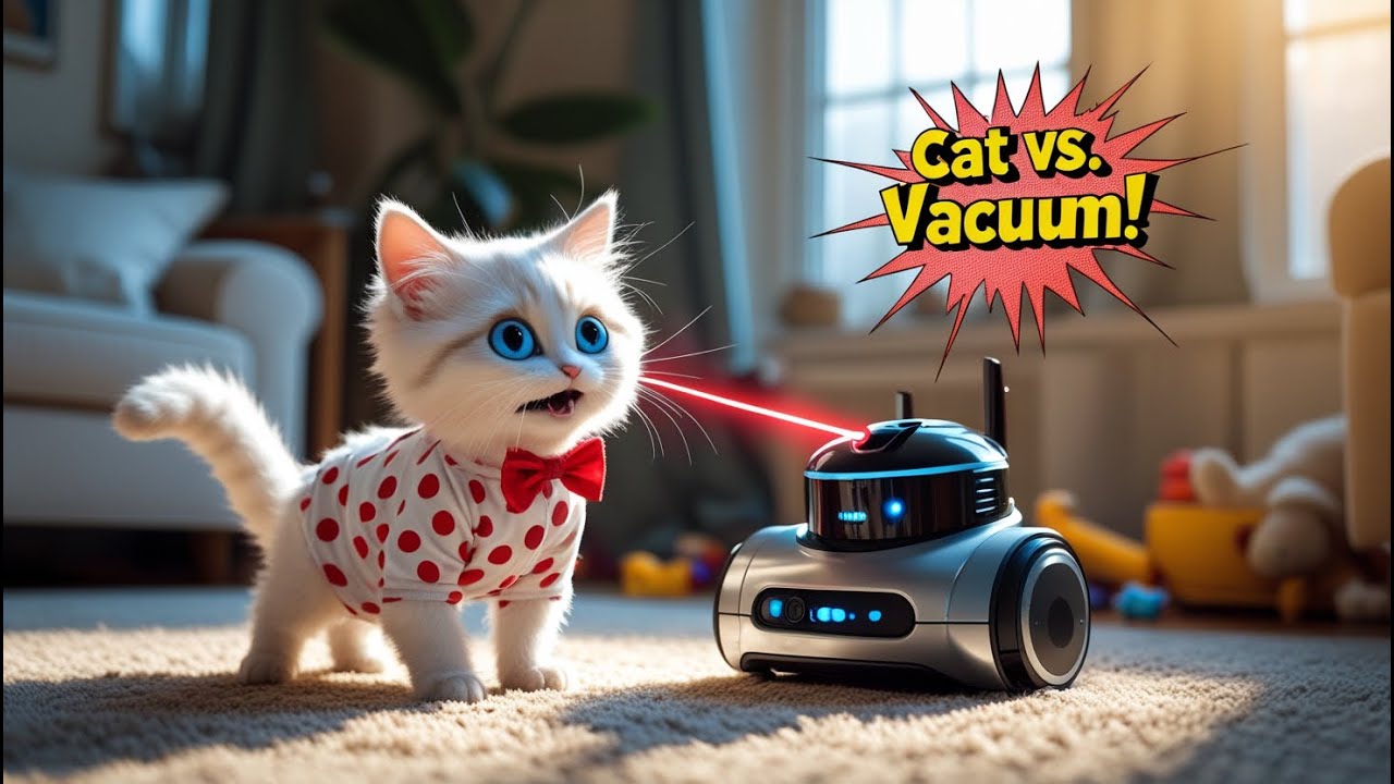 Cat vs. Robot Vacuum The Funniest Battle of All Time! 🐱🤖 #meow # ...