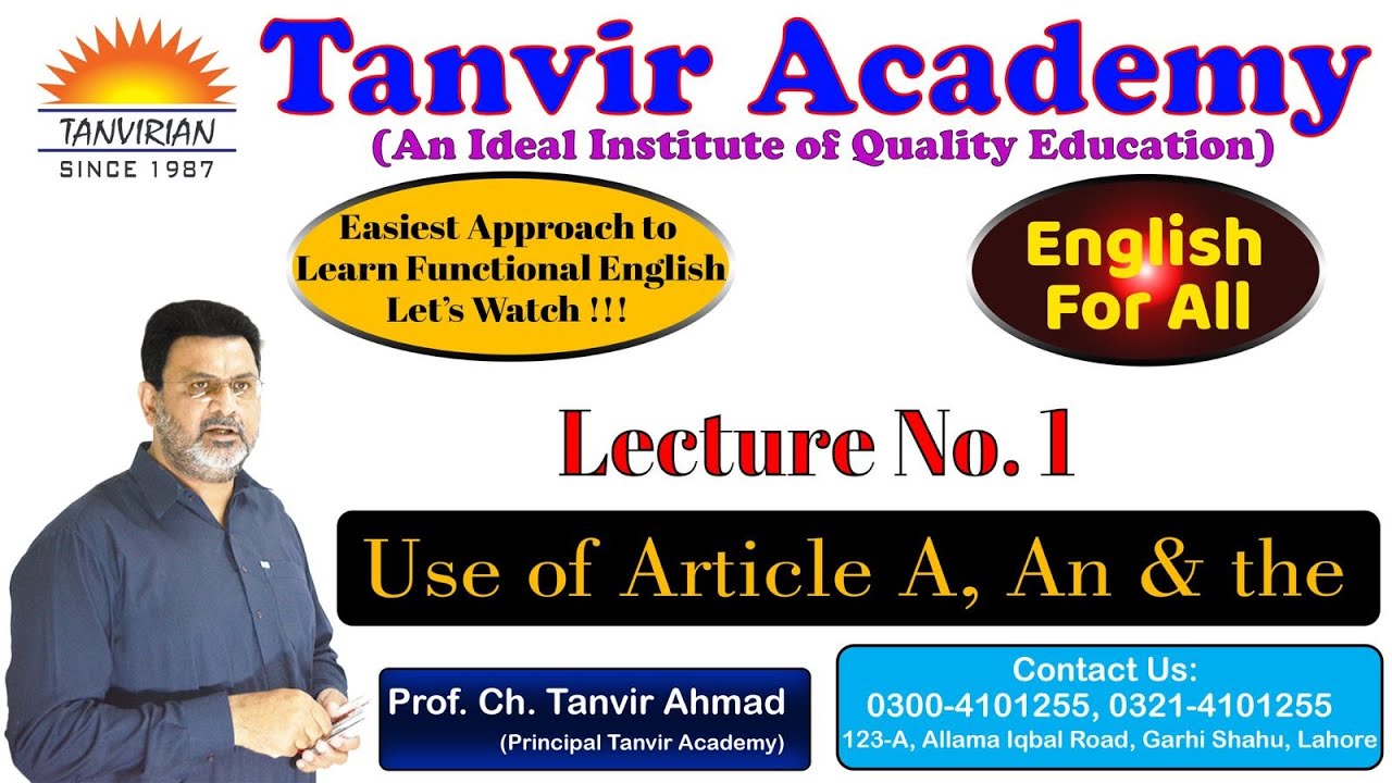 Comprehensive Approach to Learn Article | A, AN, THE | Tanvir Academy ...