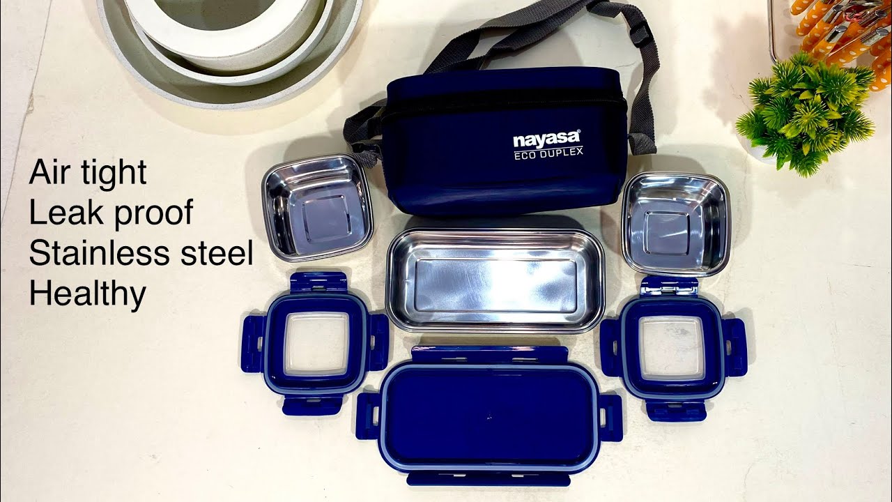 🌮INSULATED STEEL LUNCH BOX🍱 Nayasa Eco Duplex Lunch Box | LEAKPROOF ...