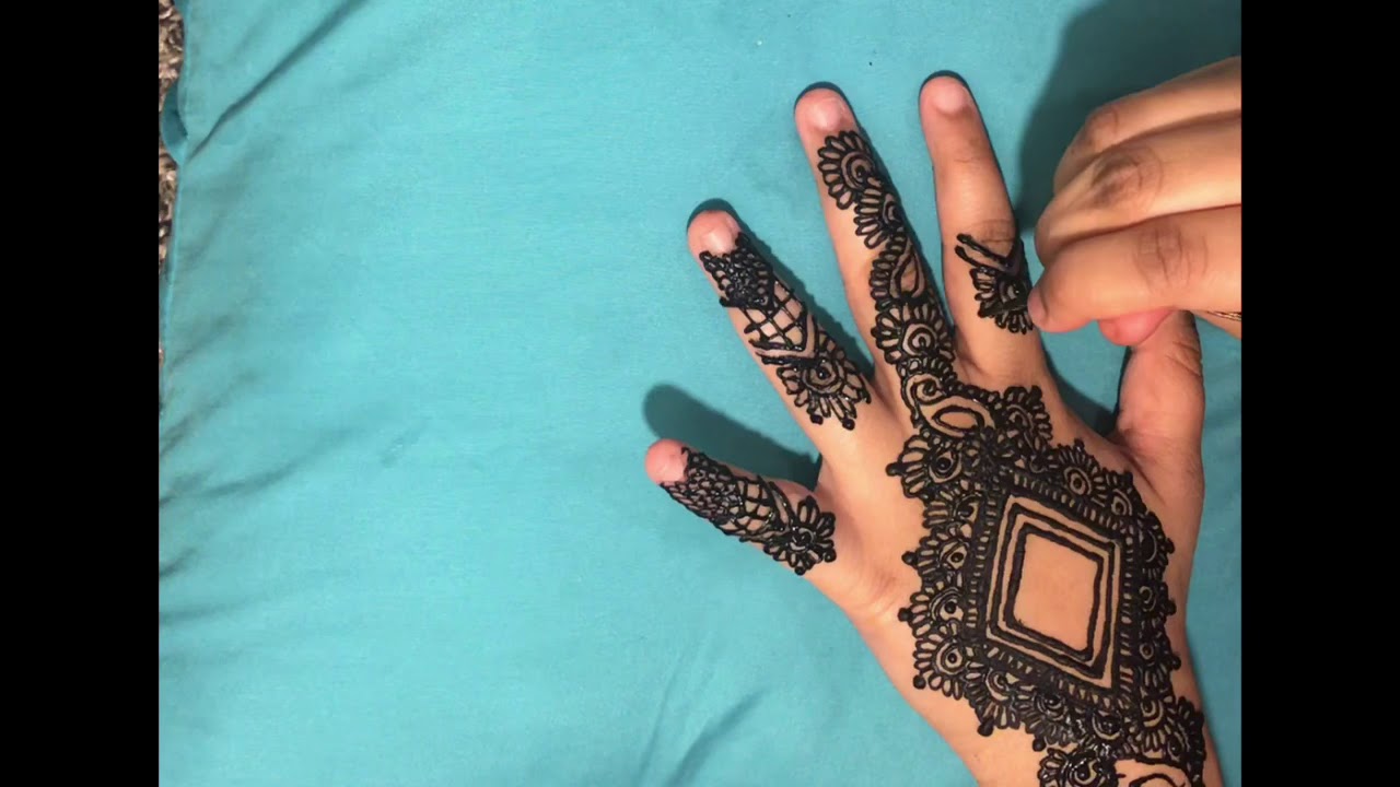 Simple one finger henna design - YouTube