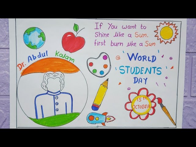 World Students Day Drawing|World Students Day Poster|world, 49% OFF