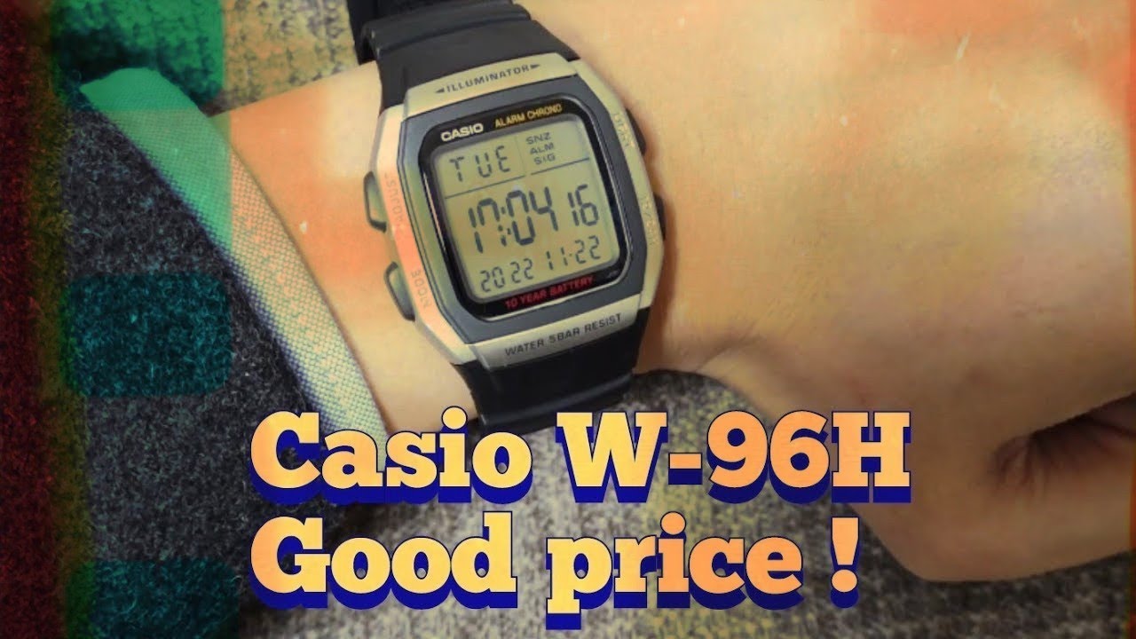 W-96H-1AJH casio digital quartz watch 10 year Battery 5bar Japan W-96H ...