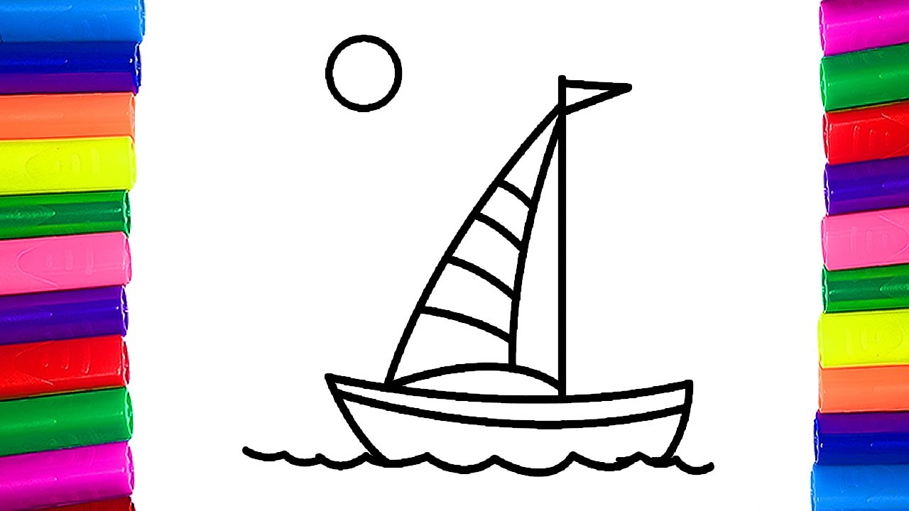 How to draw a boat for children kids toddlers | Painting and coloring ...