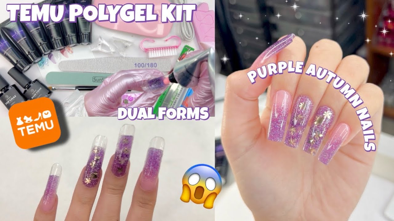 TRYING A STARTER POLYGEL KIT FROM TEMU | EASY GLITTER ENCAPSULATION & OMBRÉ USING DUAL FORMS ...