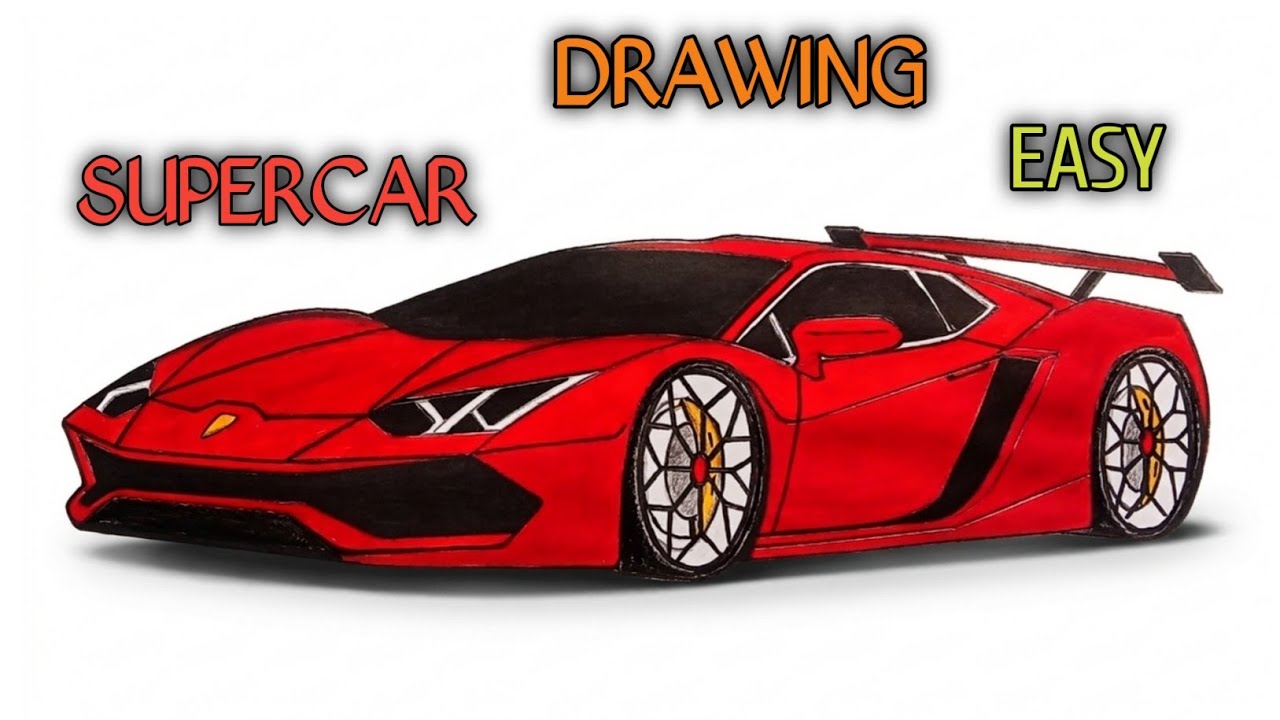 How to Draw Lamborghini Easy Step by Step | Simple Supercar Drawing ...