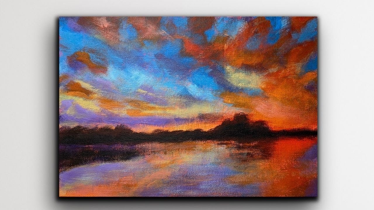 How To Paint Sunset | Abstract Art | Beginners - YouTube