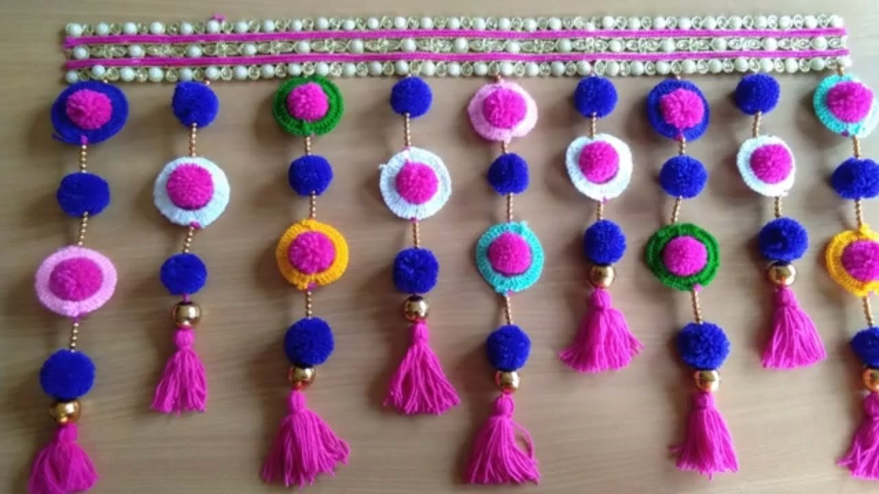 EASY DOOR TORAN FROM WOOLEN || DIY DOOR HANGING TORAN FROM WOOLEN ...