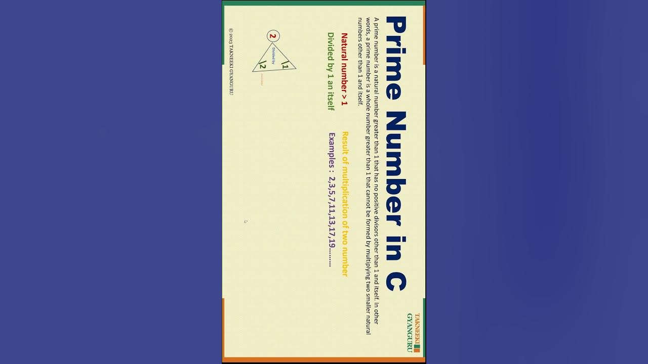 What Is Prime Number In C Cprogrmming Coding Primenumbers Cplp Youtube