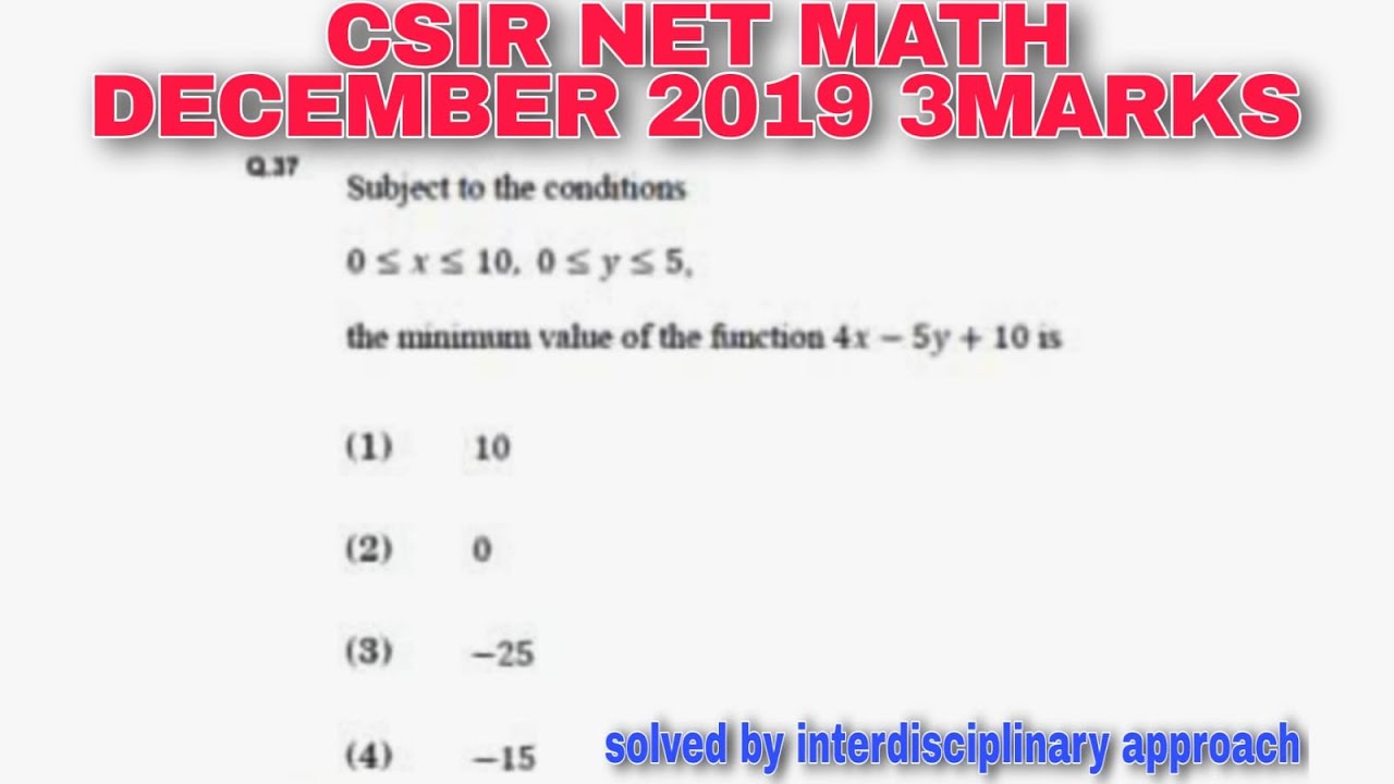 Lec 9 Lpp Csir Net Math Dec 2019 3 M Solution Youtube
