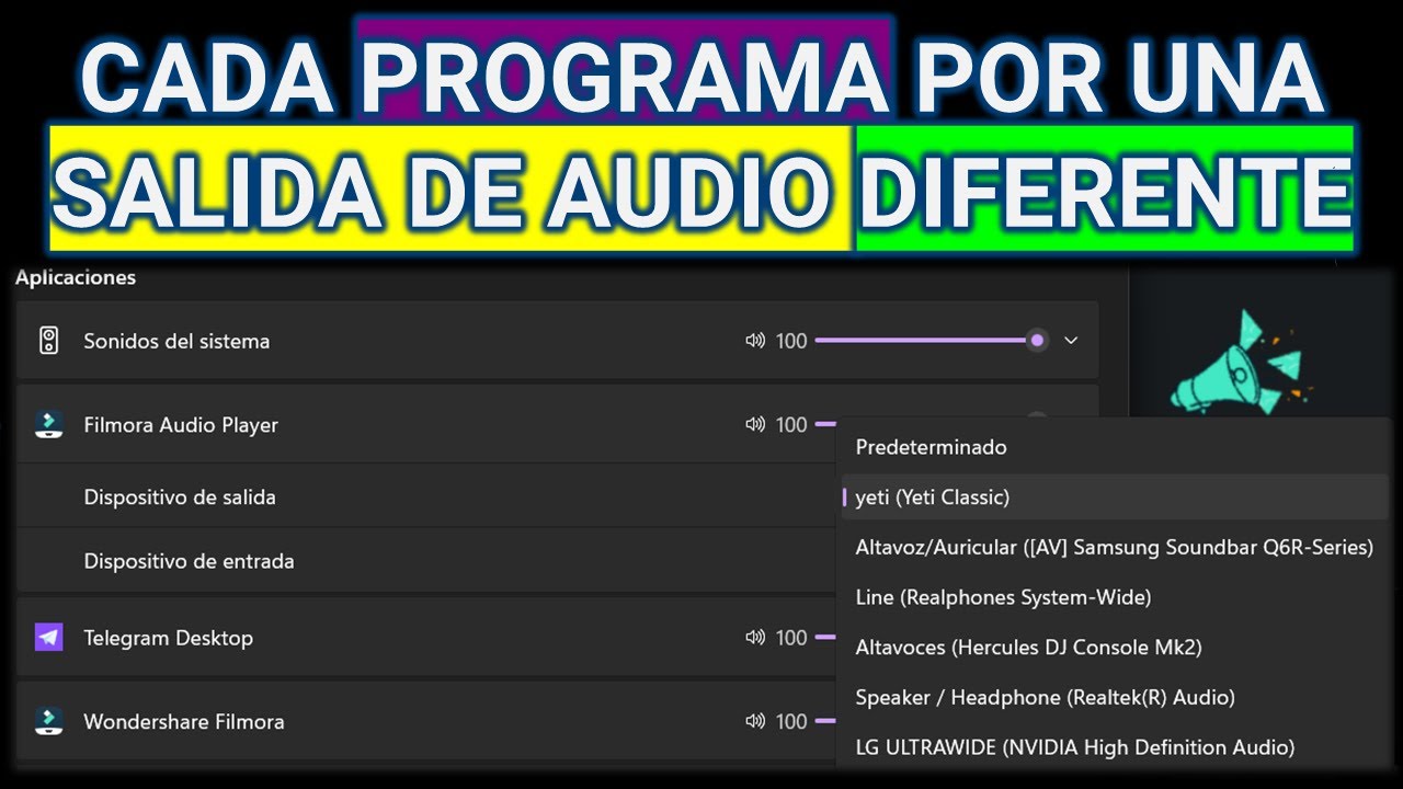 Cómo Elegir por dónde escuchar el audio de cada programa o aplicación ...