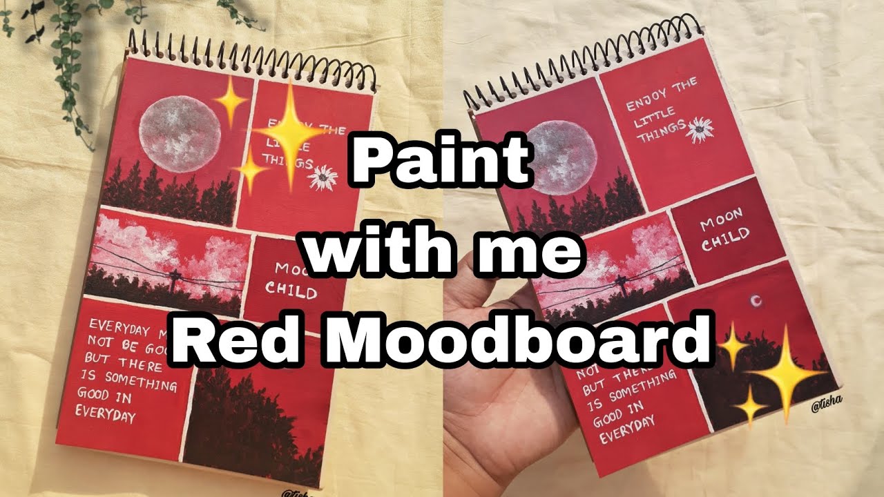 How to Paint a Red Moodboard| Aesthetic Paintings | Easy Painting Ideas ...