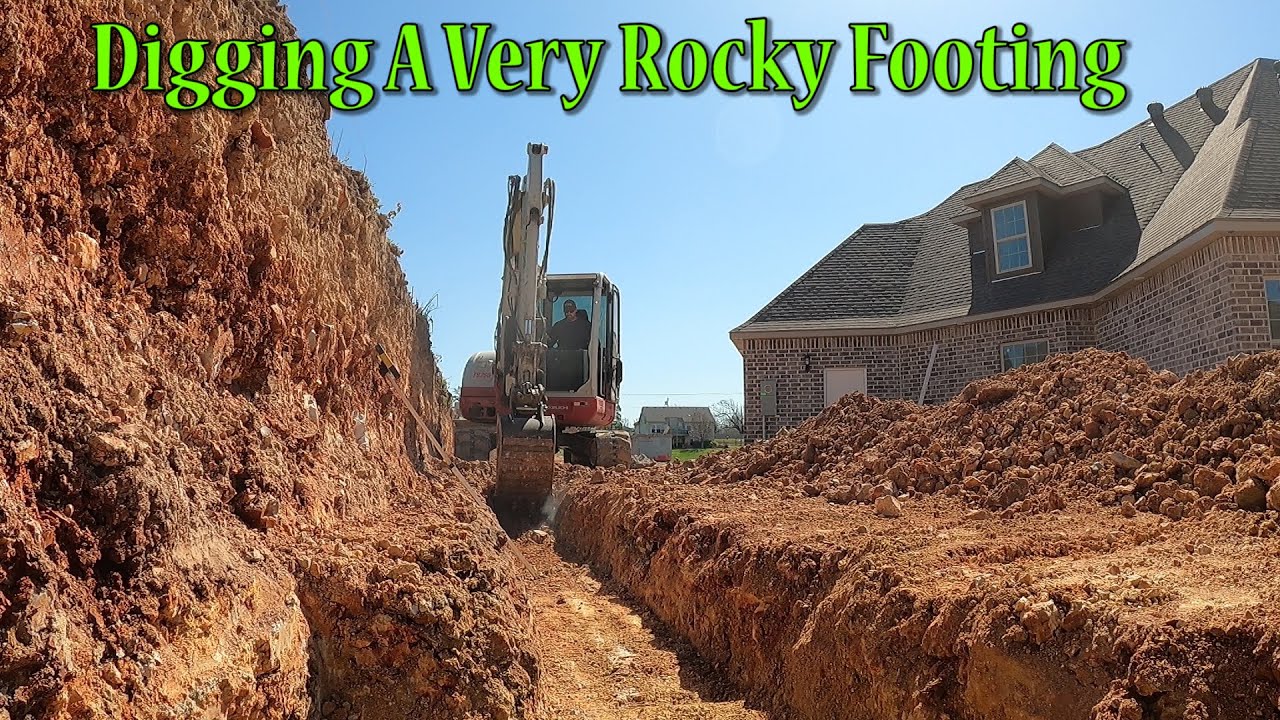 Digging A Very Rocky Retaining Wall Footing - YouTube
