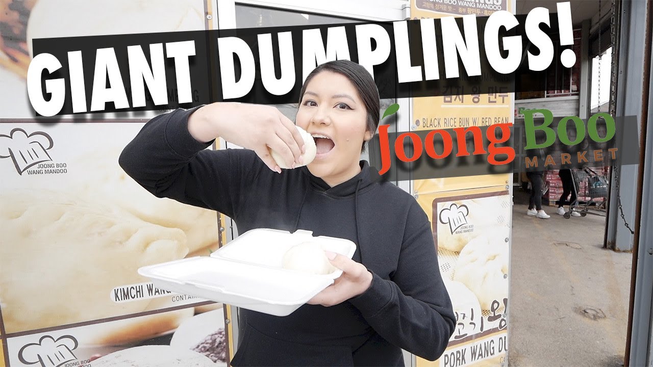 GIANT DUMPLING in CHICAGO! Wang Mandoo at Joong Boo Market! - YouTube