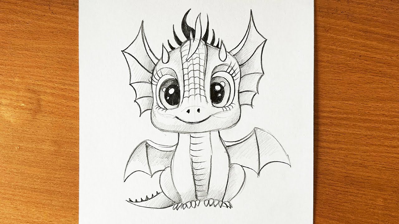 How to draw a cute Dragon || Dragon drawing easy for beginners - YouTube