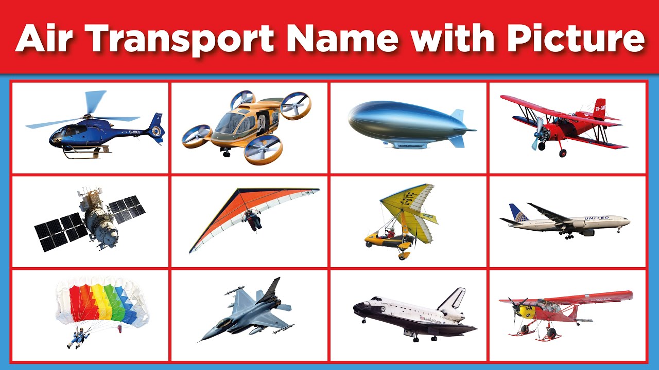 Air Transport Name with Picture II Air Vehicles for Kids II Planes ...