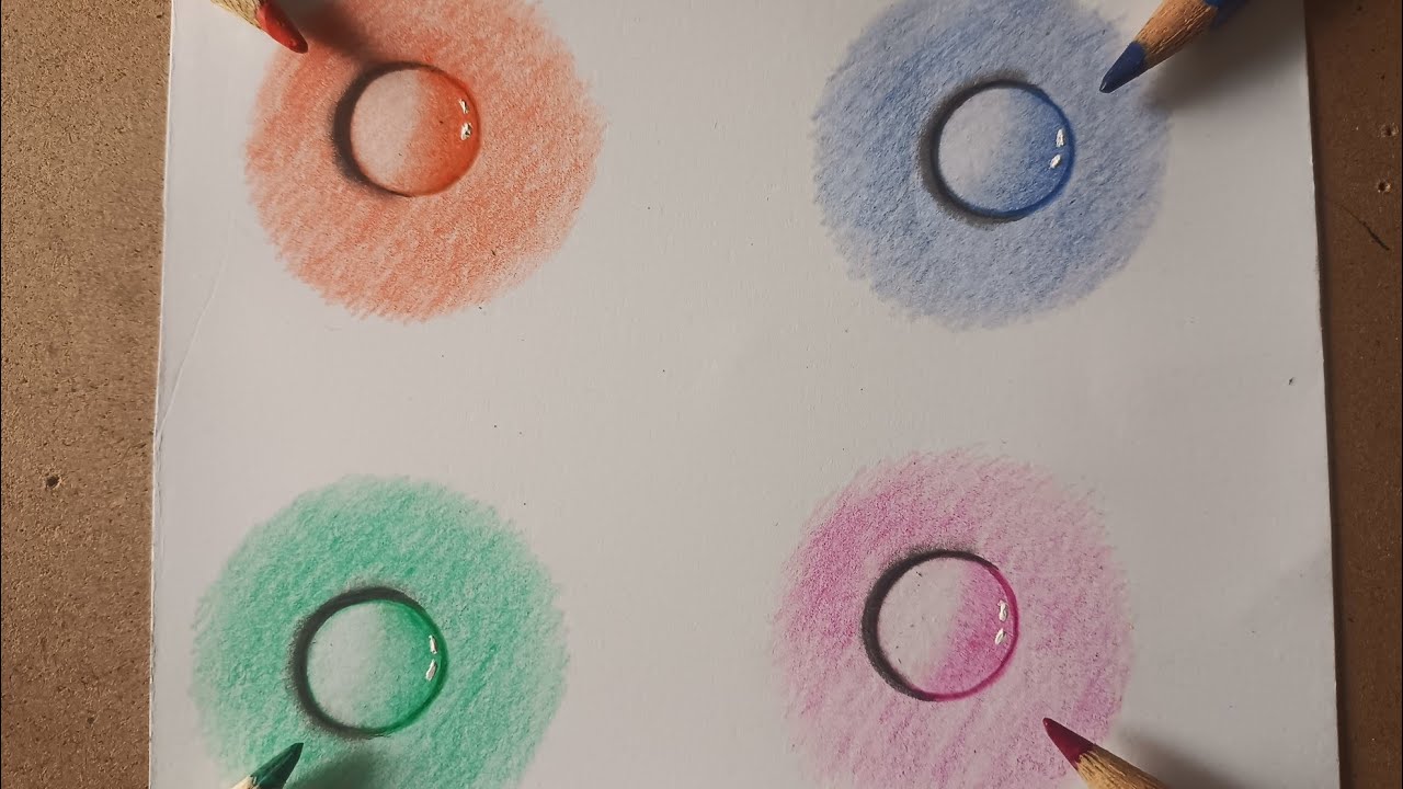 How to draw water drop with color pencils | Easy step by step water ...