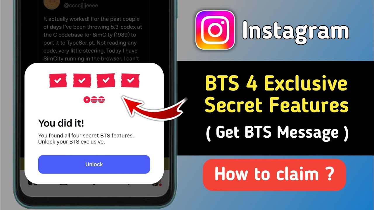 How to Claim Instagram 4 Secret BTS Features | Unlock BTS Exclusive ...
