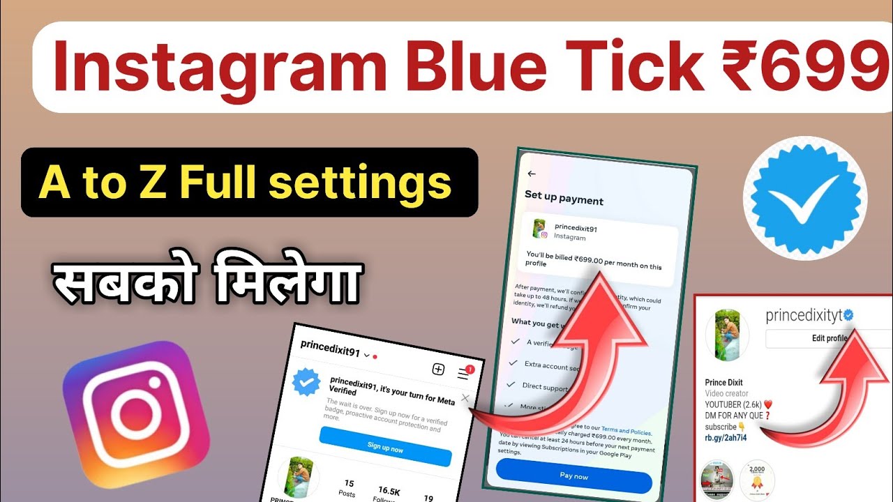 Instagram Blue Tick ₹699 ऐसे खरीदे | Instagram blue tick kaise kharide ...