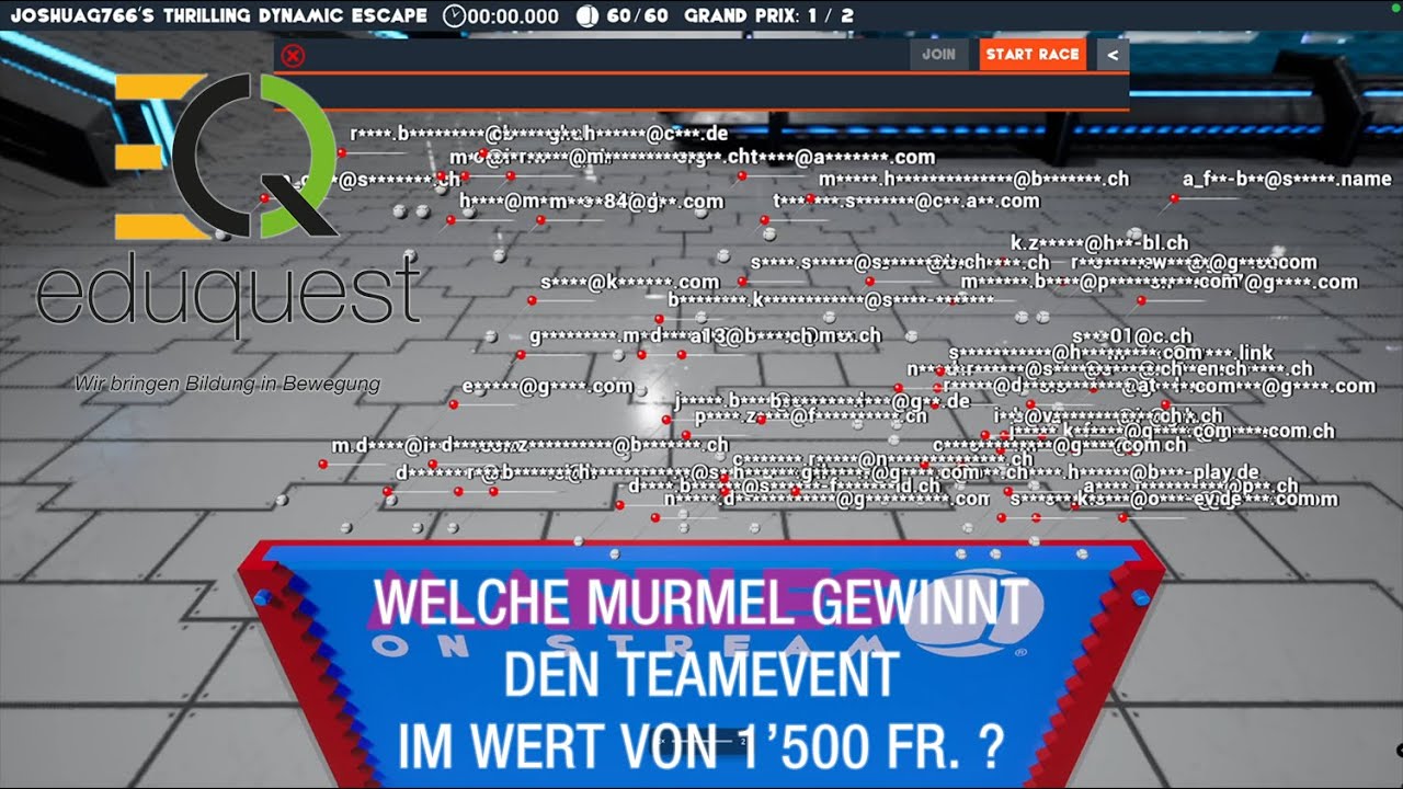 Wer gewinnt den Teamevent im Wert von 1'500 Fr.? Die schnellste Murmel ...