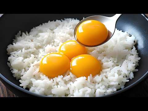 So lecker und einfach, dass man es jeden Tag kochen möchte! Reis mit Eiern in der Pfanne.