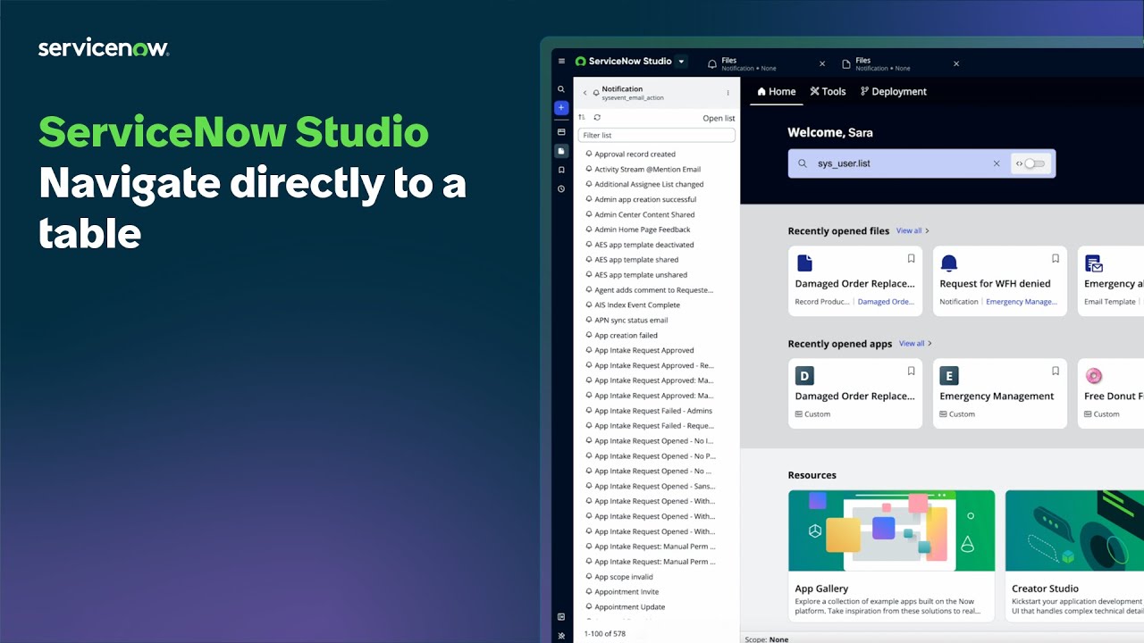 ServiceNow Studio | Navigate directly to a table - YouTube