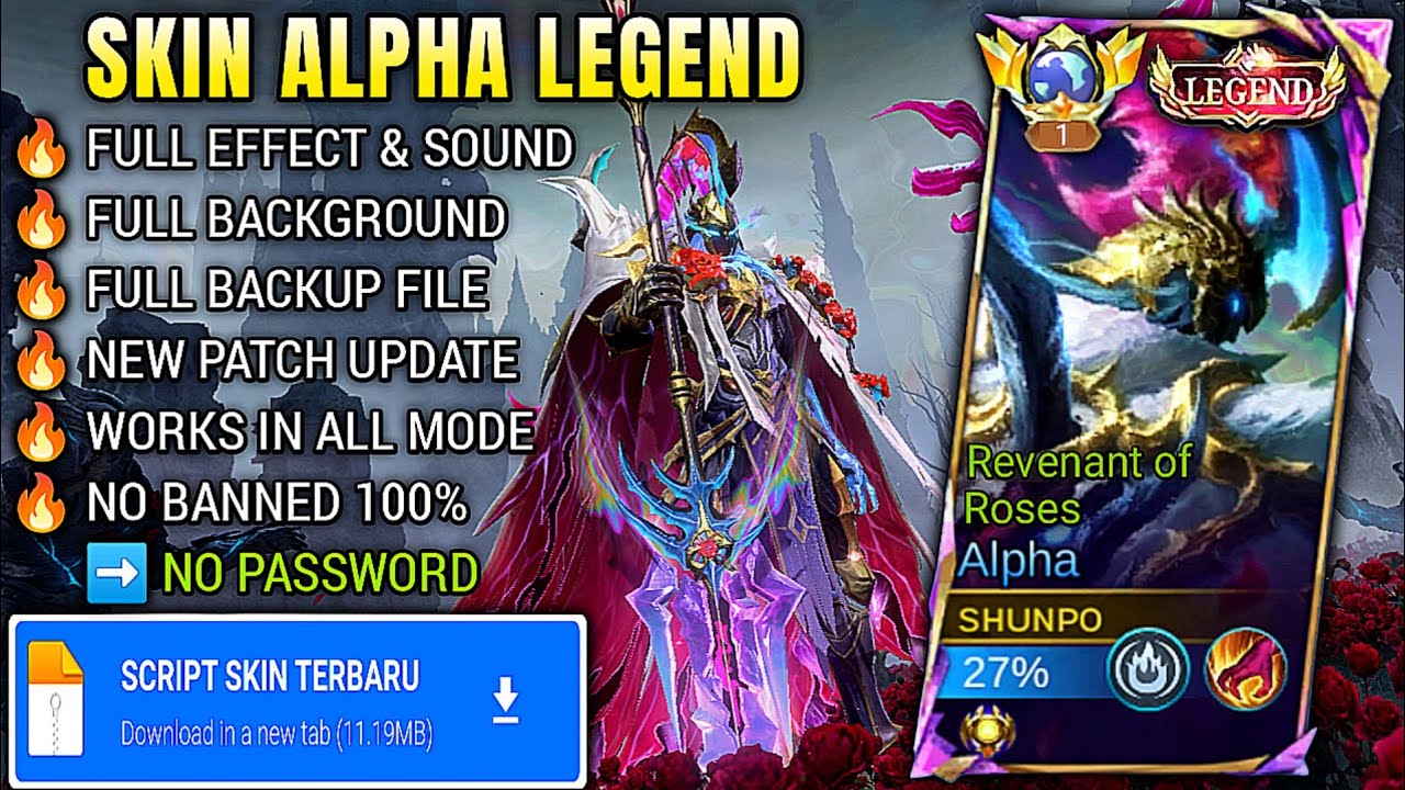 🔥 UPDATE! Script Skin Alpha Legend Revenant of Roses | No Password ...