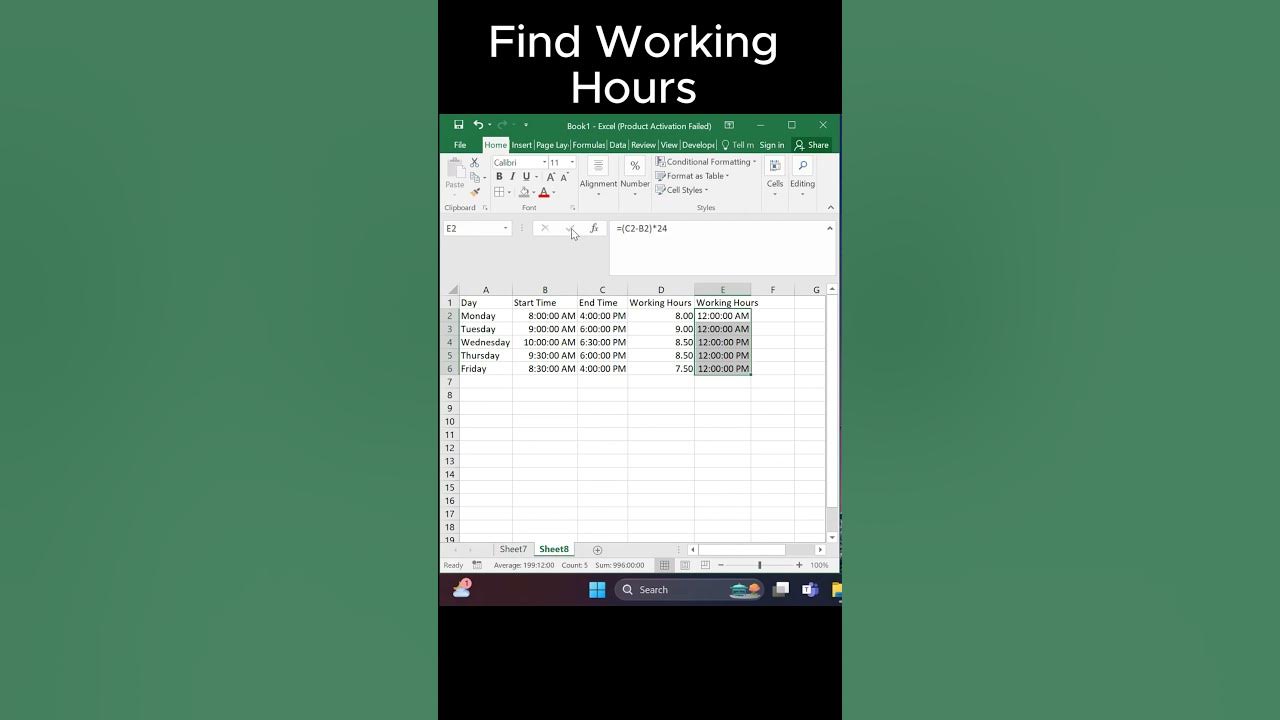 How To Find Working Hours In Excel? #exceltutoring - YouTube