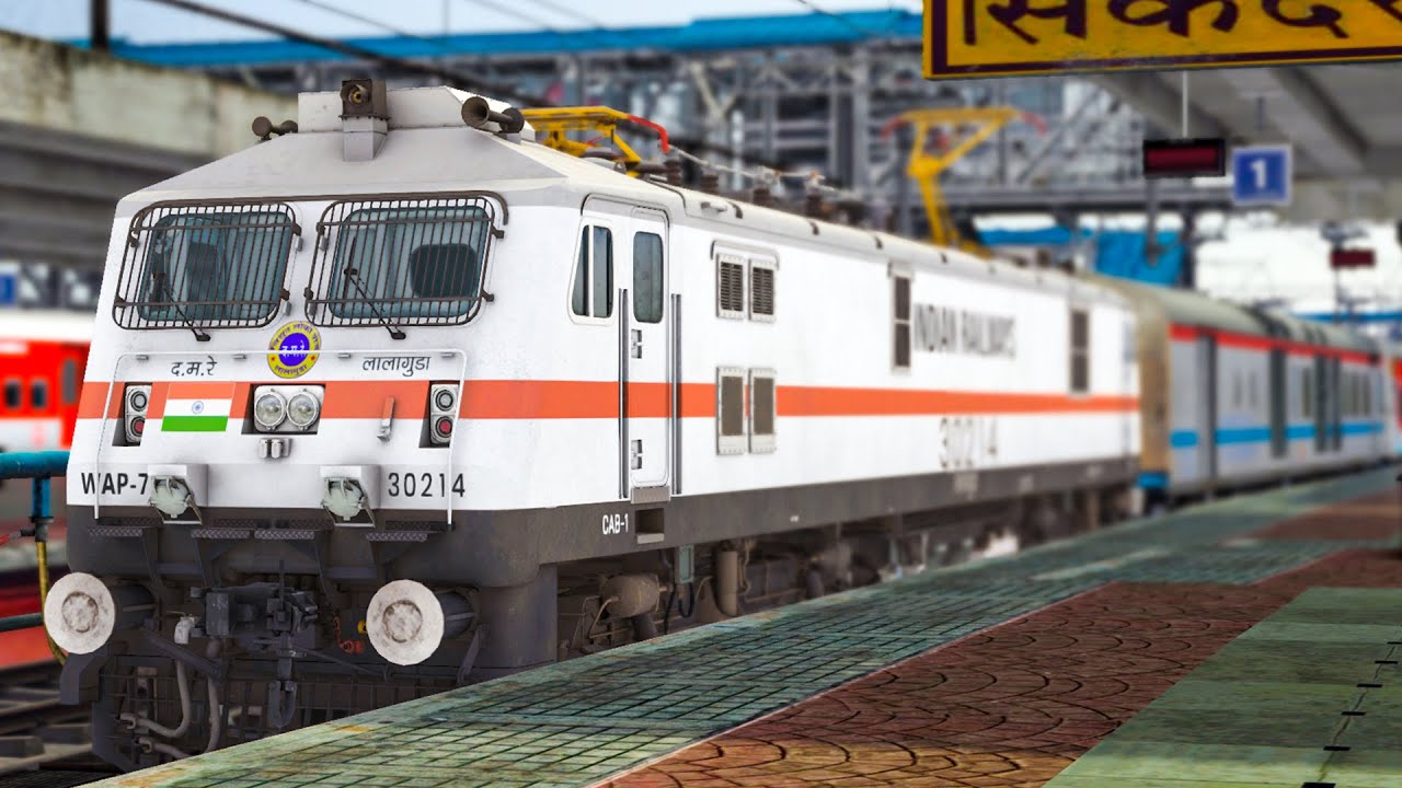 🔴Indian Train Simulator :12760 Charminar Express : WAP7 with full power ...