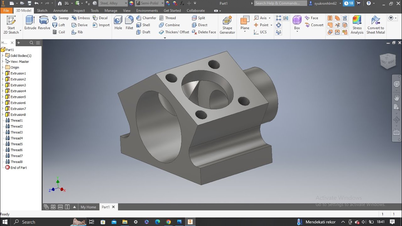 Autodesk Inventor Tutorial, mini crank as - YouTube