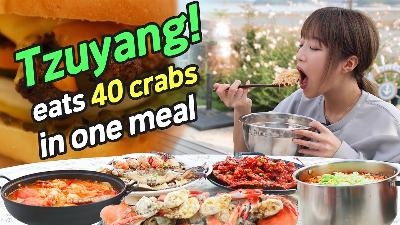 Tzuyang, Unlimited crabs MUKBANG!(feat. handmade burger)│쯔양 먹방 - YouTube