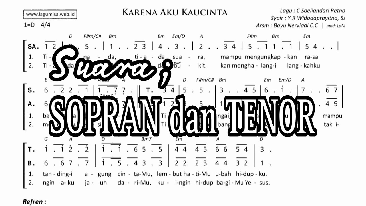 SUARA SOPRAN & TENOR KARENA AKU KAU CINTA - YouTube