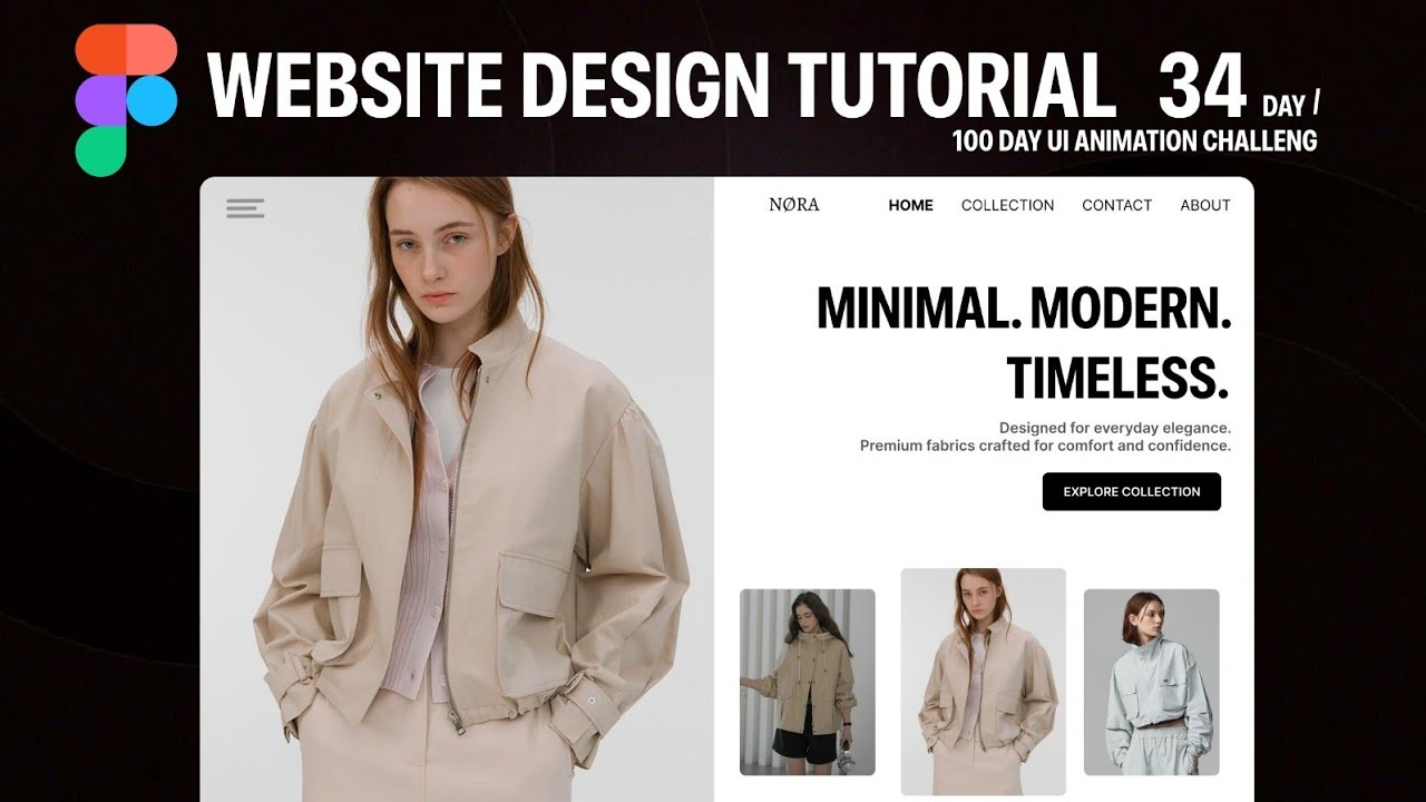 Minimal Fashion Website UI Design | Day 34 – 100 Days UI Animation ...