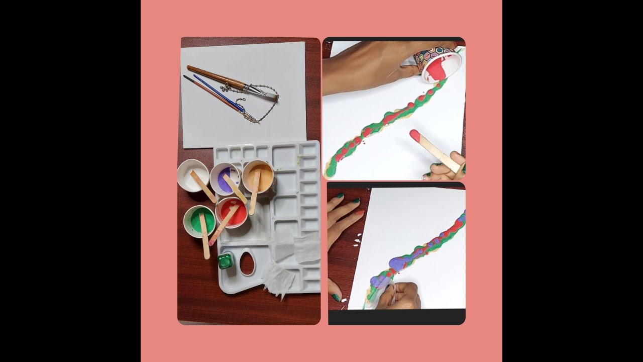 Colorful feather || acrylic swipe || anklet paint dragging technique ...