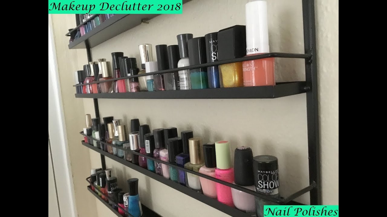 Makeup Declutter 2018- Nail Polish - YouTube