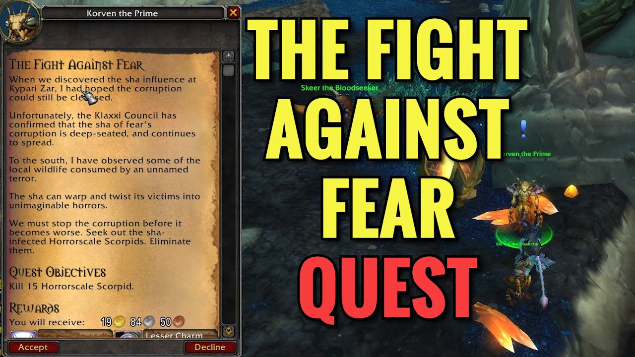 The Fight Against Fear Quest (WoW MOP) - YouTube