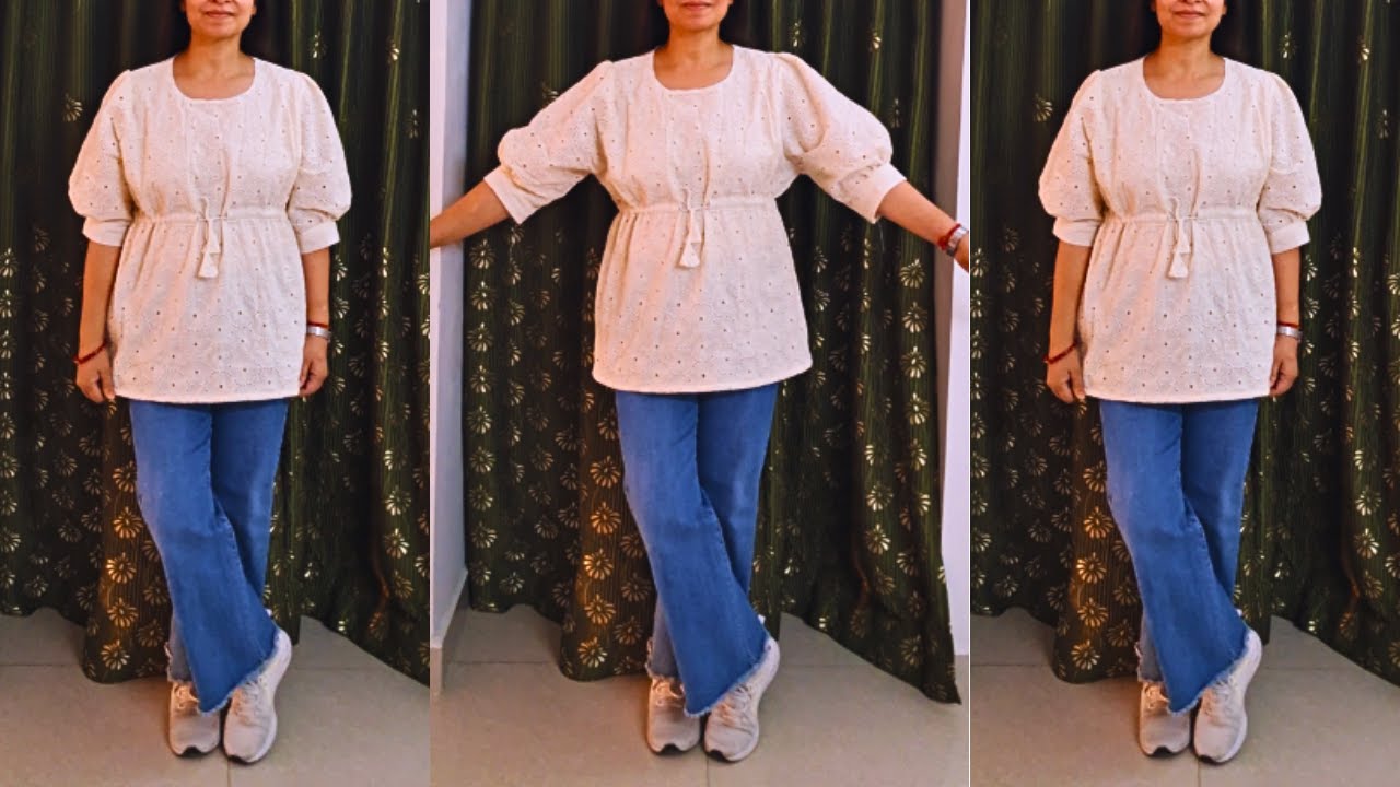 Waist Elasticated Tees Top Cutting & Stitching | Easy Top Sewing ...