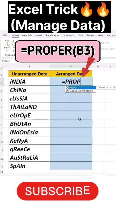 ExcelTrick#Manage Data in Excel#PROPER() Function in Excel#excel#exceltutorial#excelformula# ...