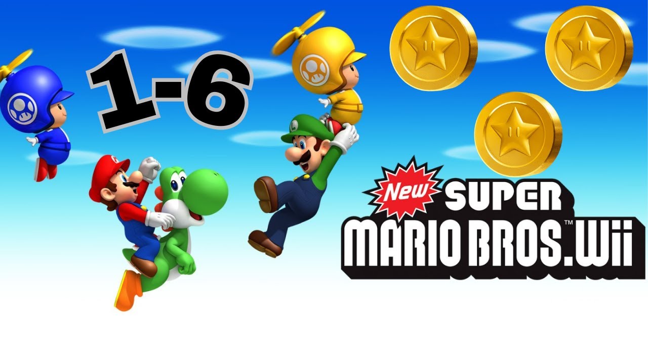 New Super Mario Bros. Wii - Level 1-6 | All Golden Coins! - YouTube
