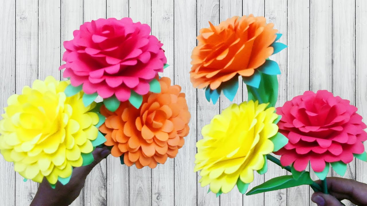 Very Easy Paper Flower Craft | Paper Flower Making Step By Step | DIY ...