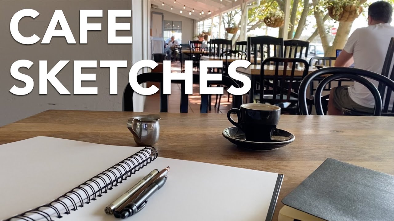 Cafe Drawing Using Gesture and Scribley Line - YouTube