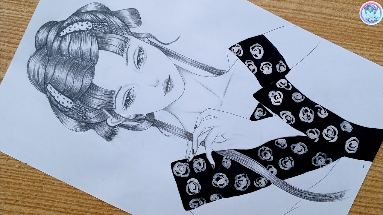 Cute Chinese girl face drawing||china girl drawing with beautiful face ...