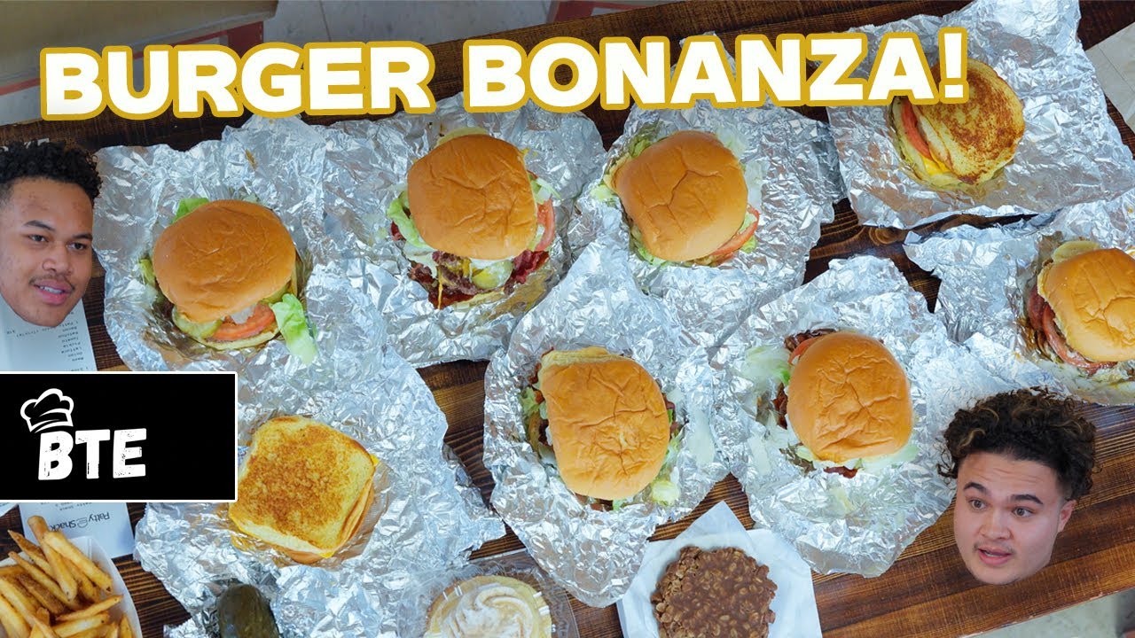 We Tried EVERYTHING at this Burger Shop! FAMOUS HUGE TRIPLE PATTY ...